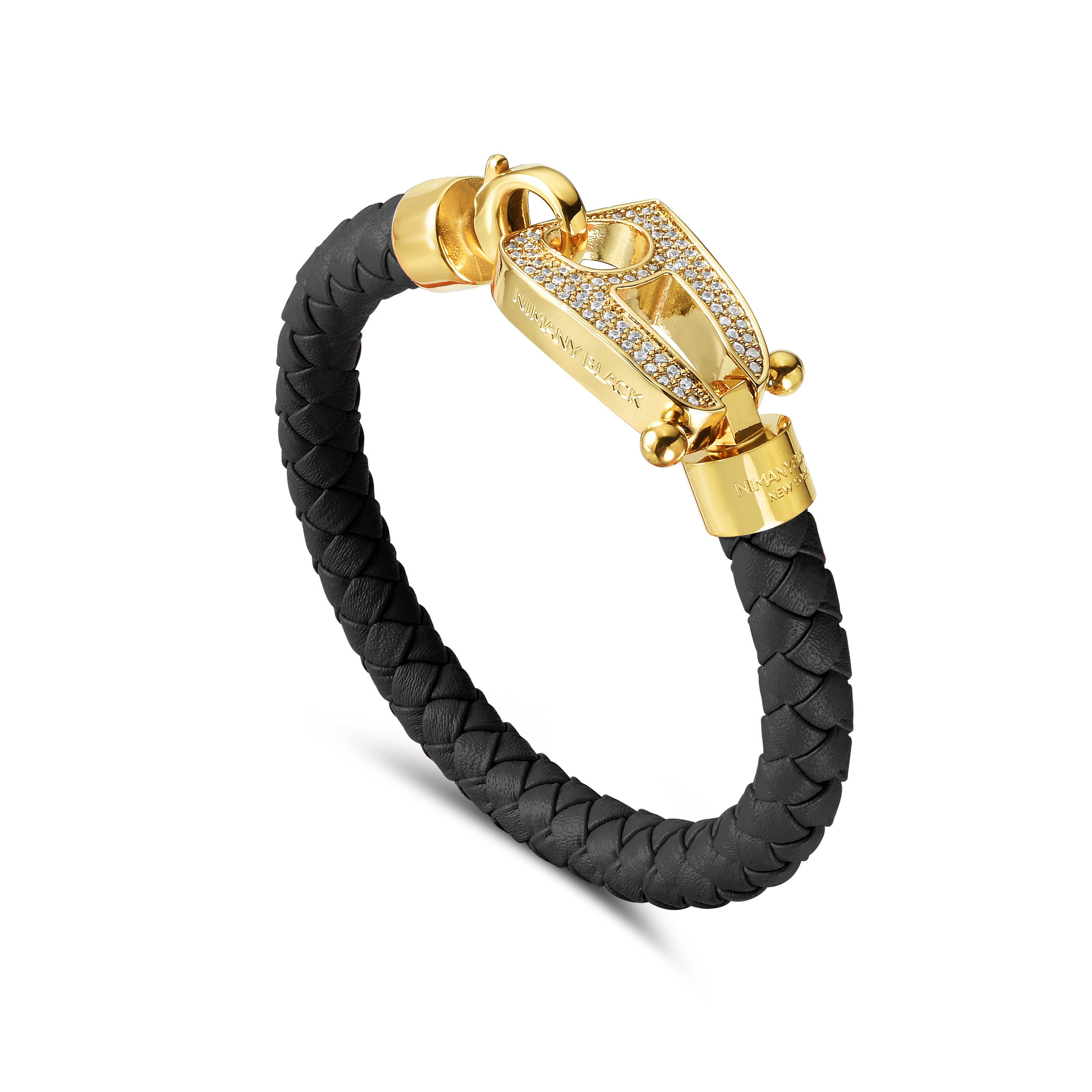 Black Leather Gold Hardware diamond – NIMANY Studio